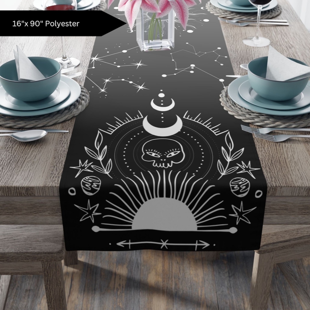 Dark Academia Celestial Table Runner for Witchy Gothic Kitchen Decor ...