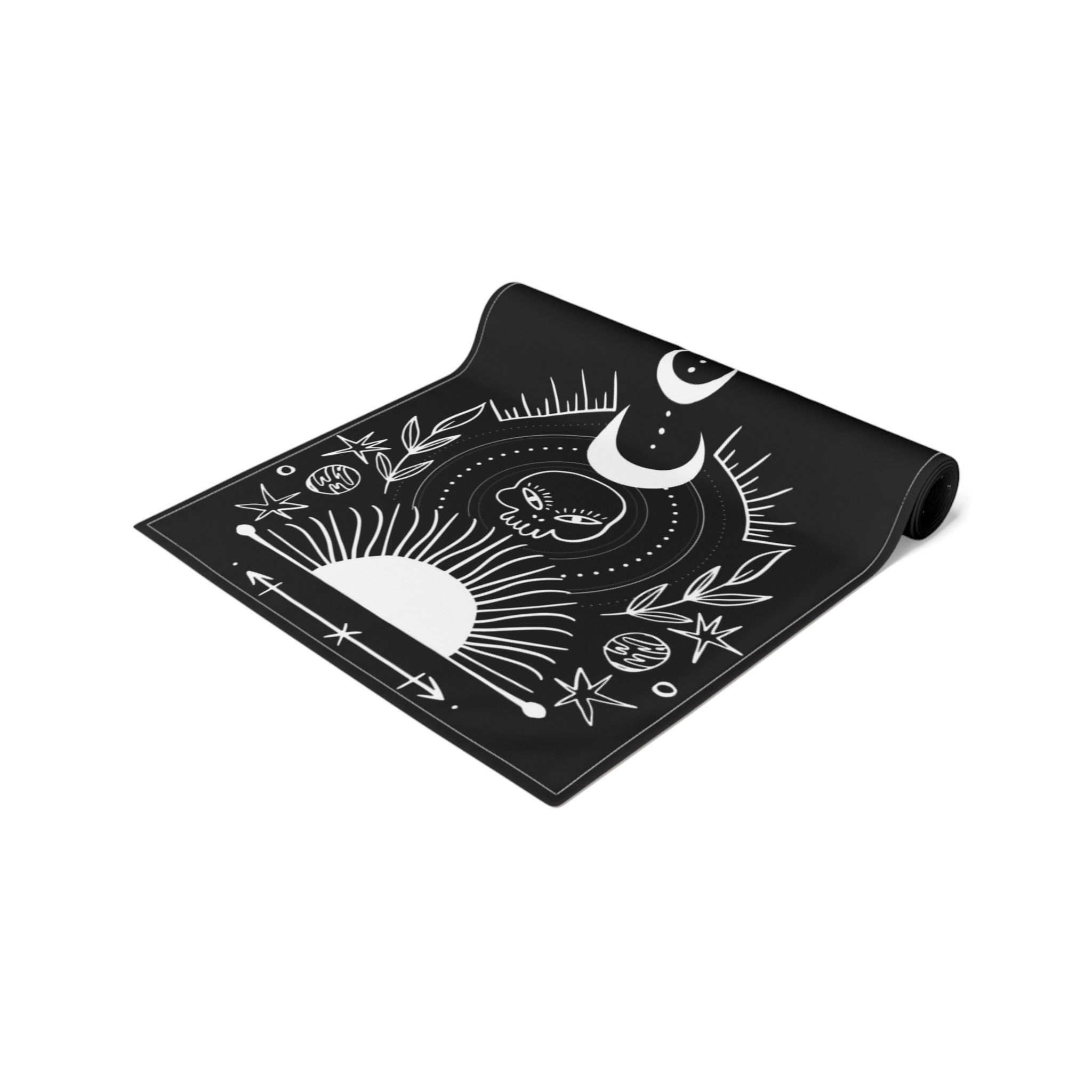 Dark Academia Celestial Table Runner For Witchy Gothic Kitchen Decor