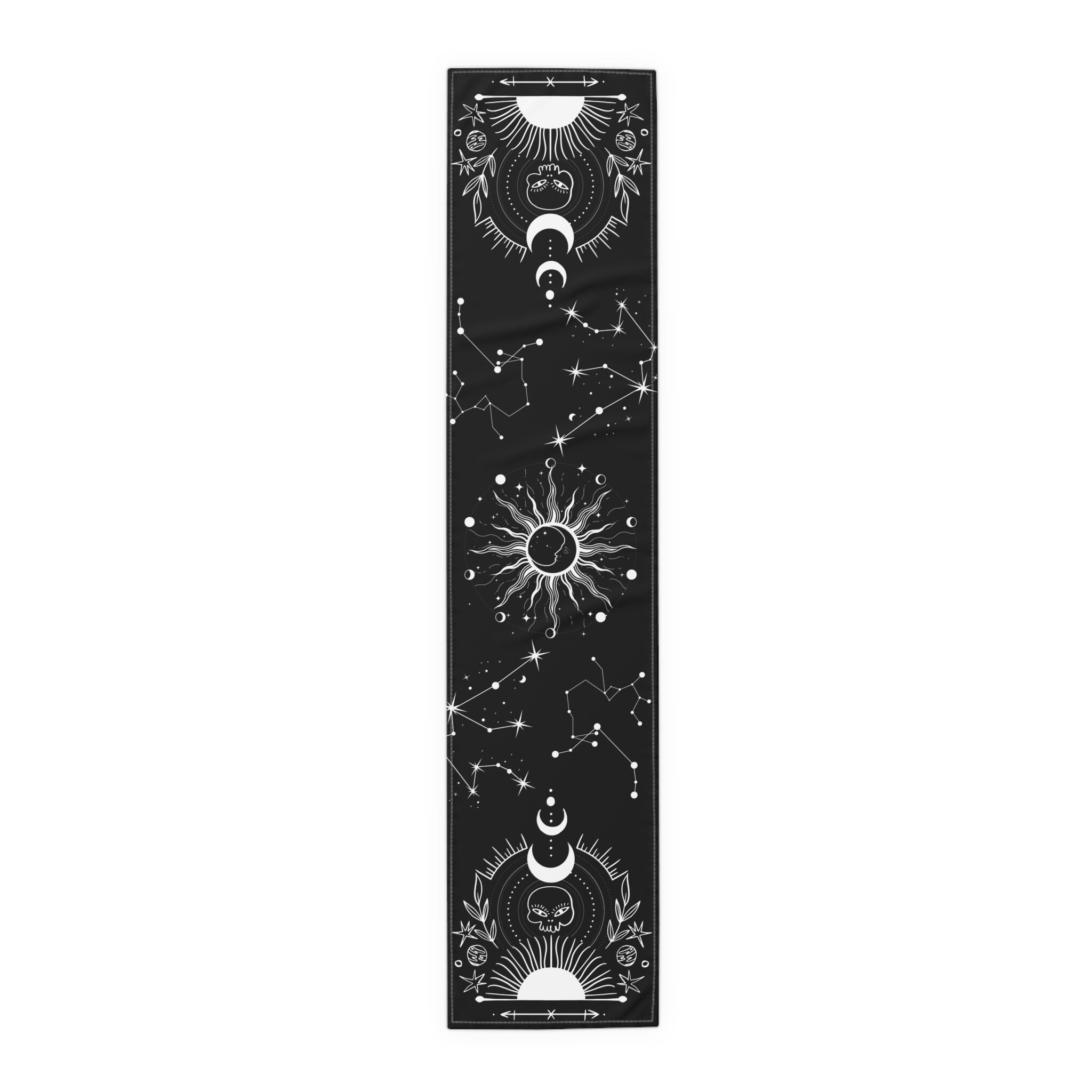 Dark Academia Celestial Table Runner For Witchy Gothic Kitchen Decor