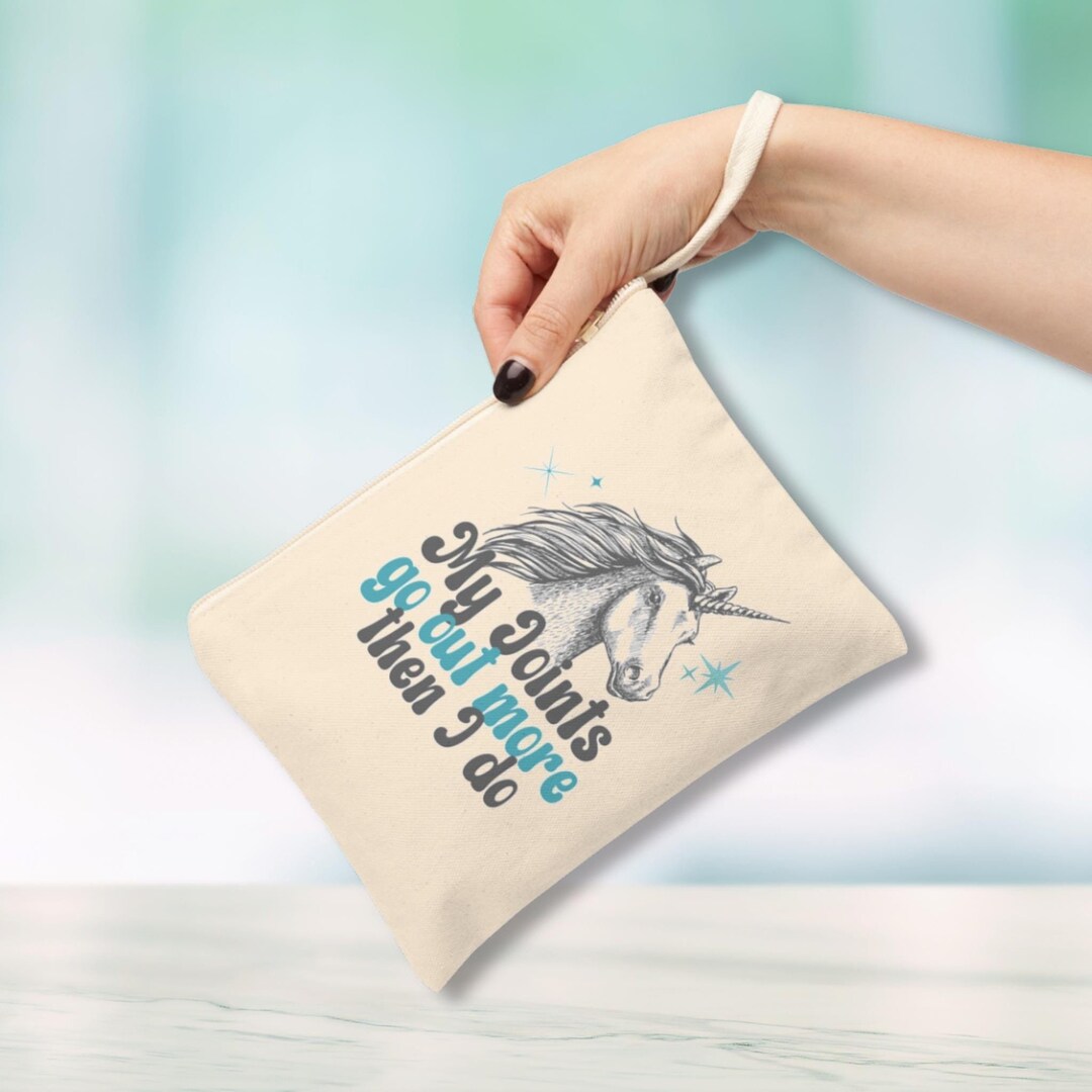 Canvas Zipper Pouch for EDS Warriors - Unicorn Joint Pain Humor, Great ...