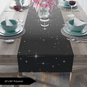 Table Runner Black Celestial Home Decor, Moon Phases Decoration for ...