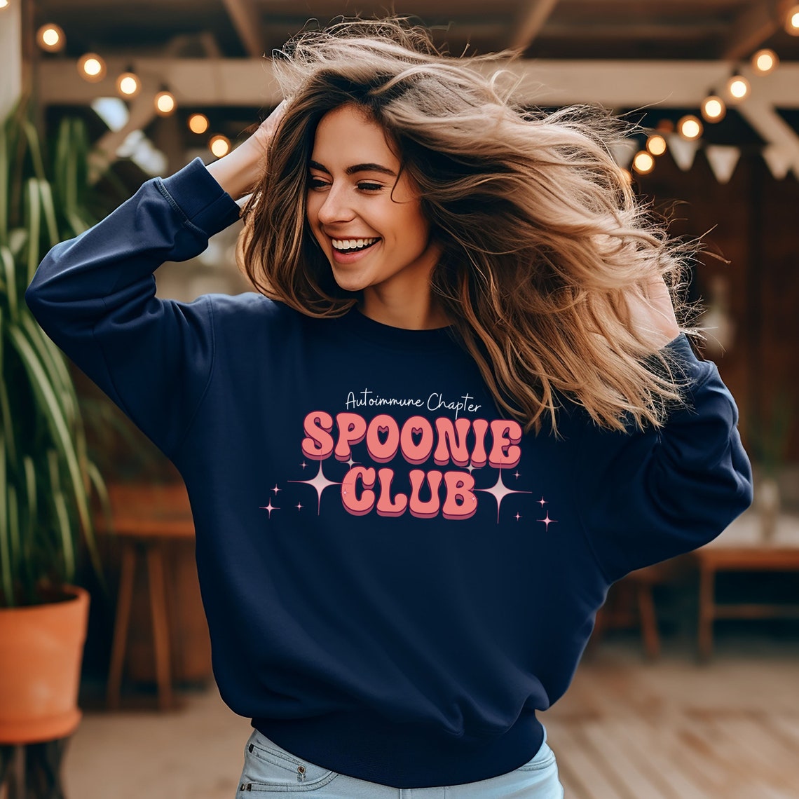 Retro Personalize Spoonie Club Sweatshirt for Chronic Illness Invisible ...