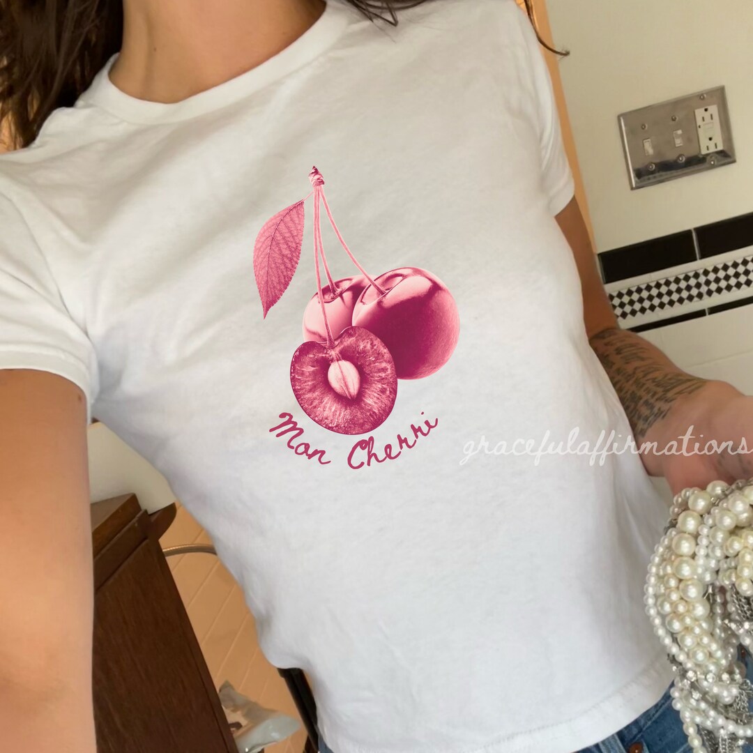 Cherry Baby Tee, Mon Cherri Top, Coquette Baby Tee, Y2k Graphic Baby ...