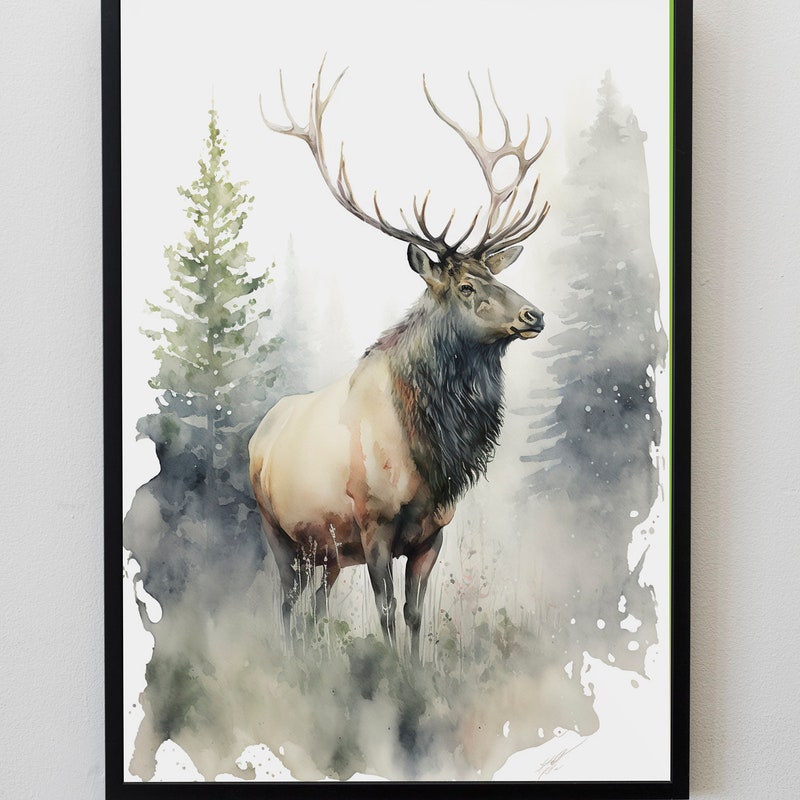 Elk Watercolor - Etsy