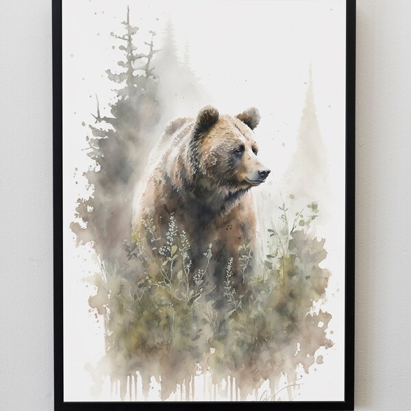Grizzly Bear Print - Etsy