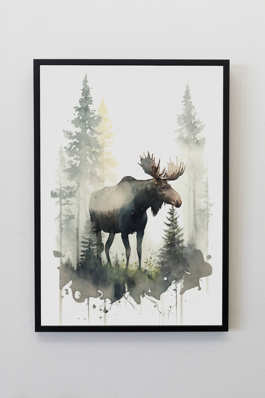 Moose Prints, Digital Prints, Printable Wall Art, Nature Print, Natural ...