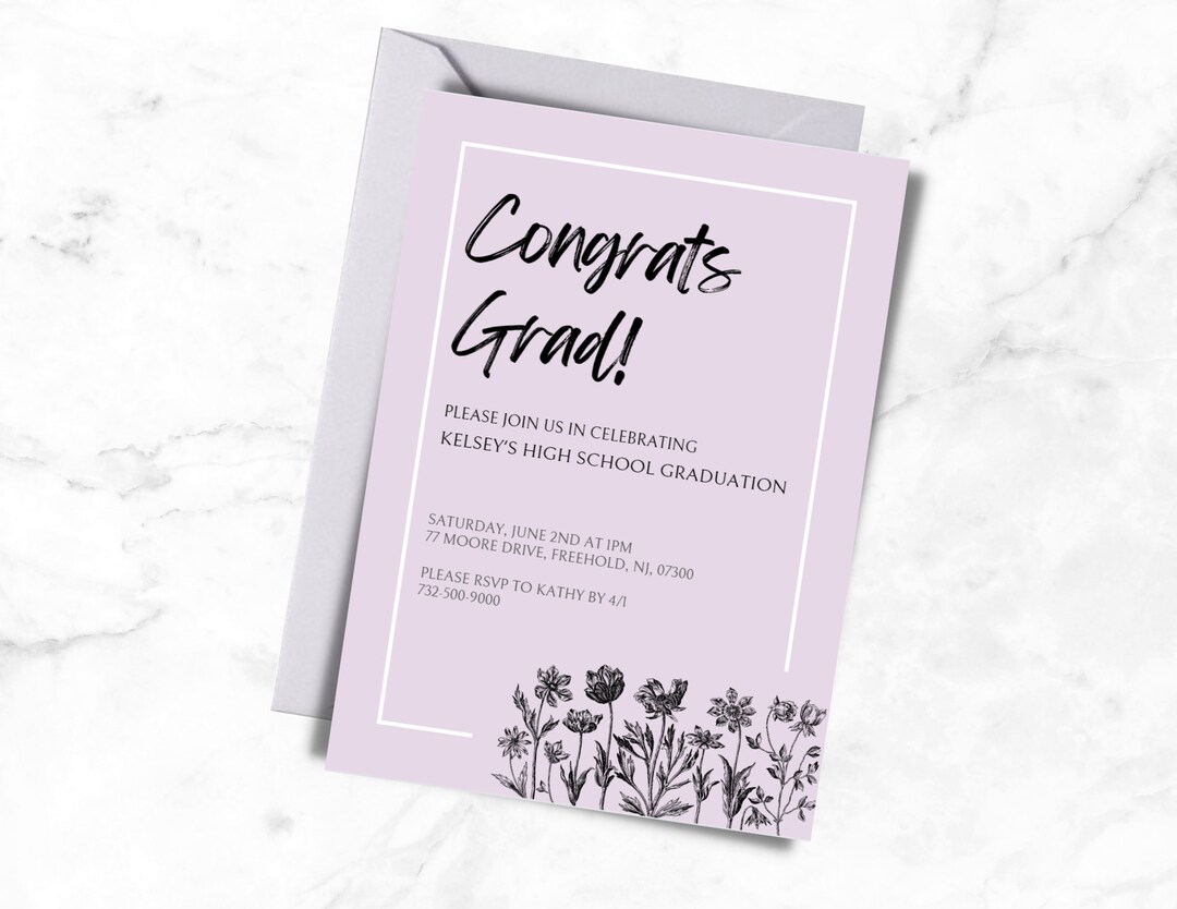 Pink Purple Class of 2023 High School Graduation, College Graduation ...