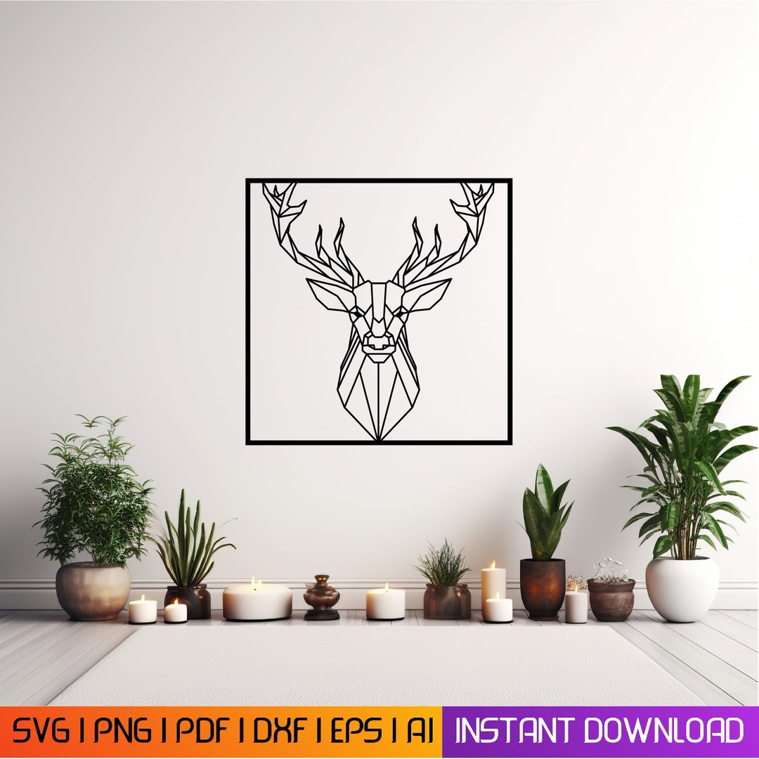 Polygon Deer Head Wall Art, Geometric Design (digital Download) - Etsy