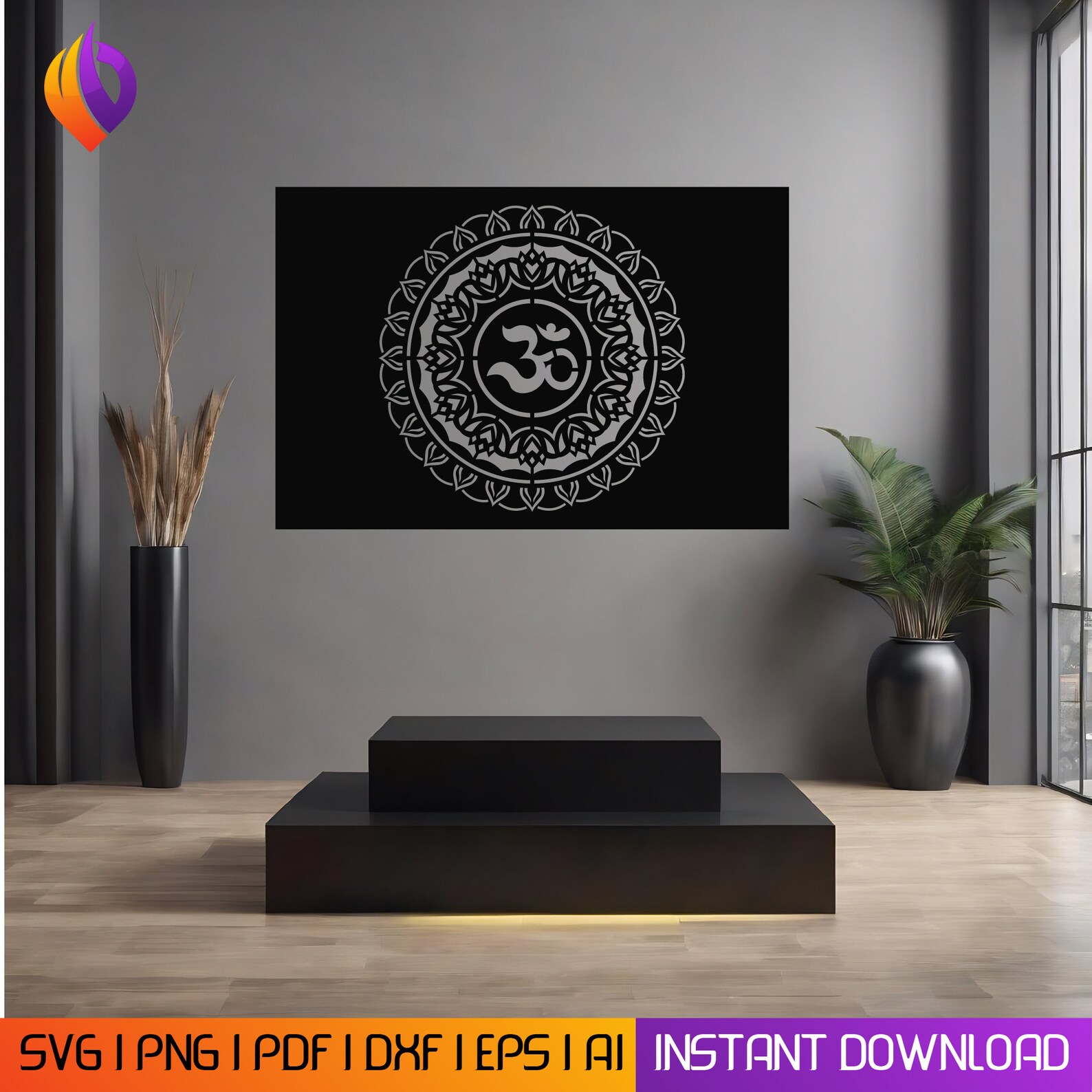 Om Wall Decor Laser-cut DXF File for Glowforge and CNC Machines - Aum ...