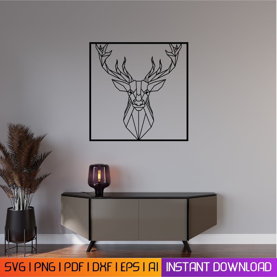 Polygon Deer Head Wall Art Svg Dxf Eps AI Plasma Cut - Etsy