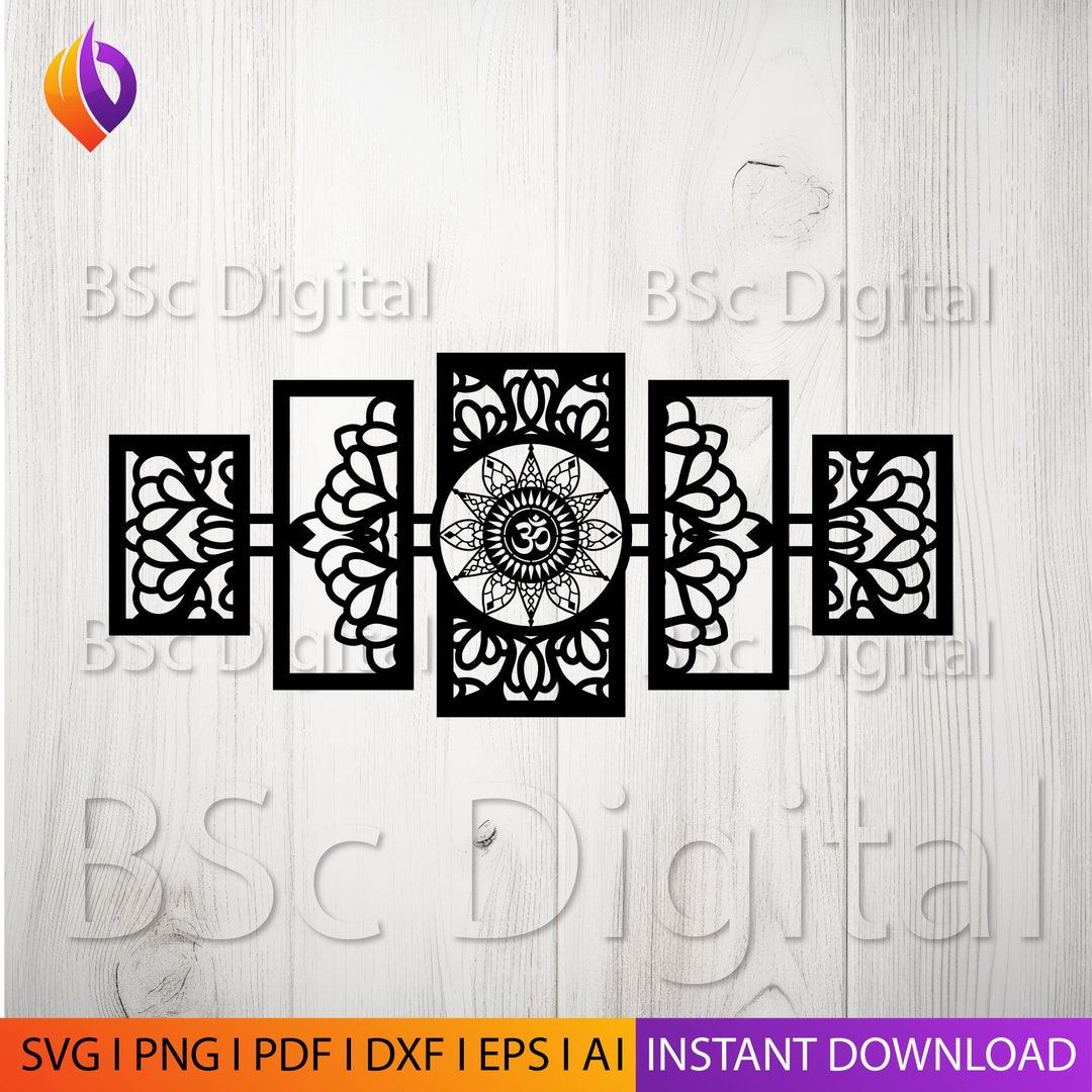 Aum 5 Frame Wall Art Laser-cut DXF File for Glowforge and CNC Machines ...