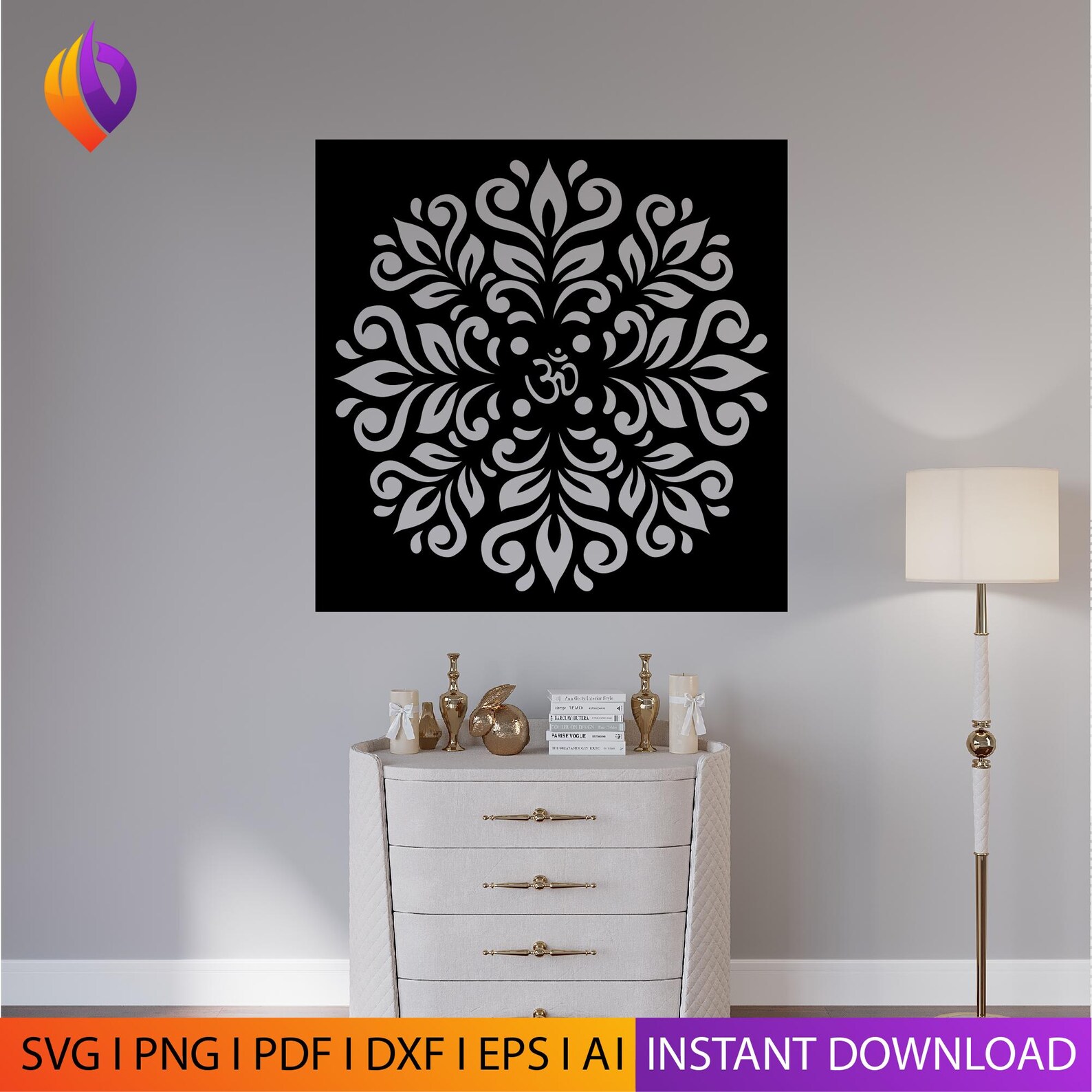 Om Cnc Laser Cut DXF Bundle, Aum for Glowforge and CNC, Aum Wall Decor ...