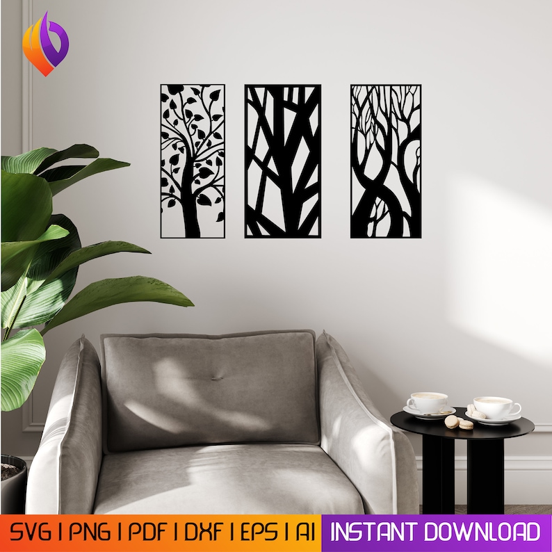 31 Leaf and Branches Panel Wall Art DXF Bundle – Digital Laser Cut ...