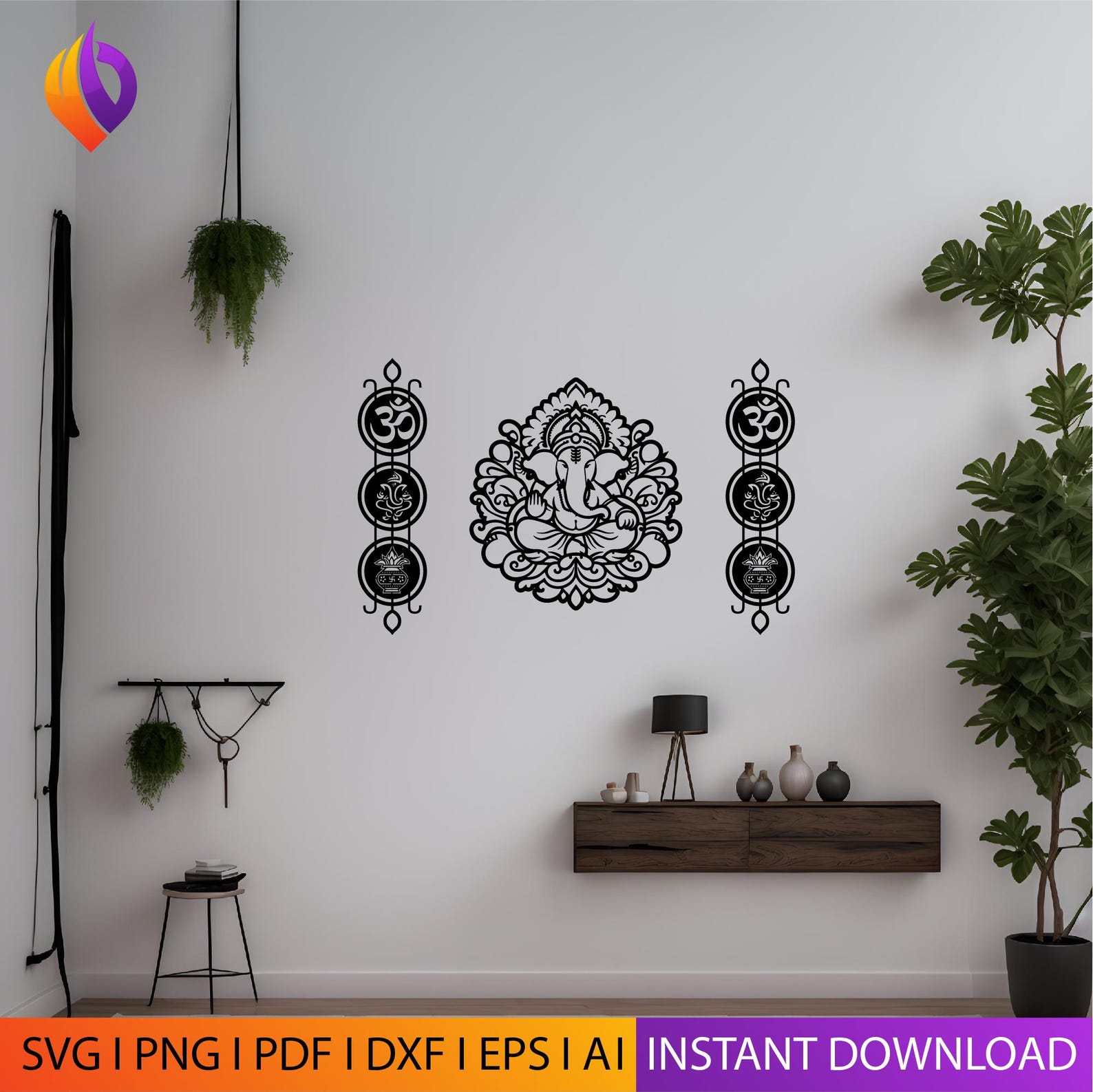 Om Ganesha Wall Decor: Laser Cut Hindu God Design (digital Files) - Etsy
