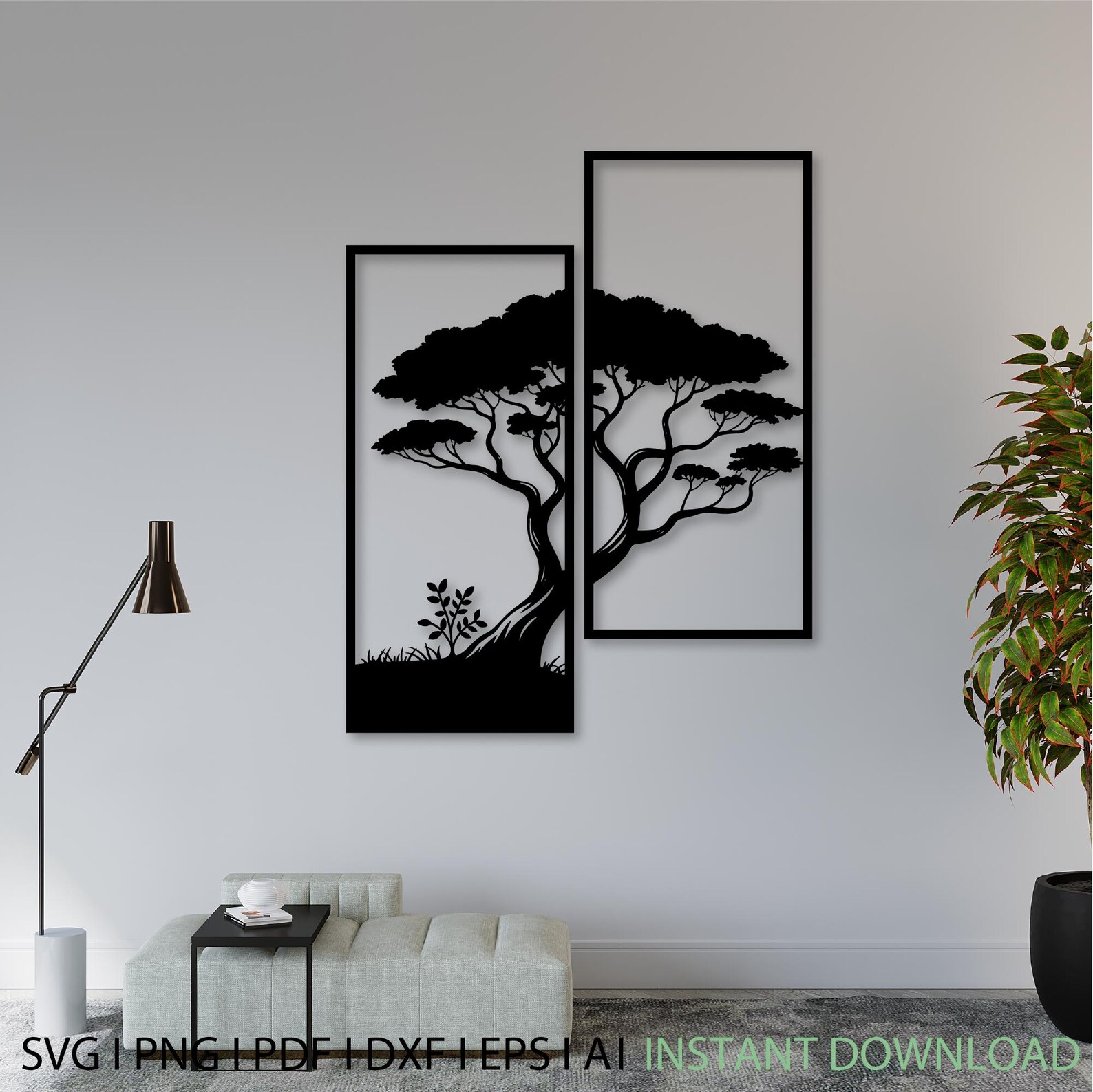 Tree Panel Wall Art: Laser Cut CNC Files, Glowforge Ready (digital ...