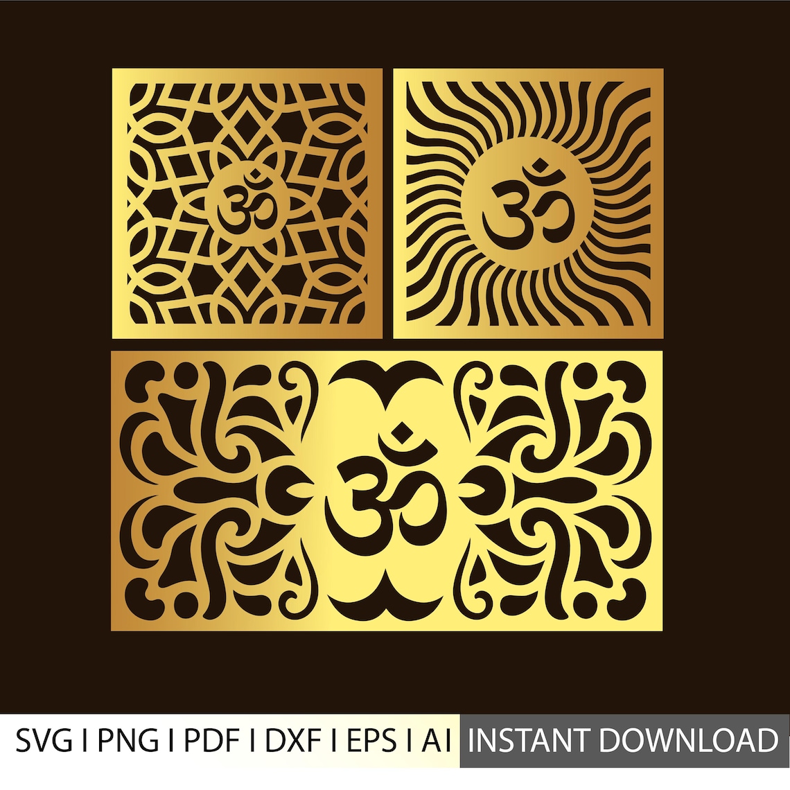 Om Aum Spiritual Wall Art DXF Bundle | Laser Cut, CNC, Glowforge ...