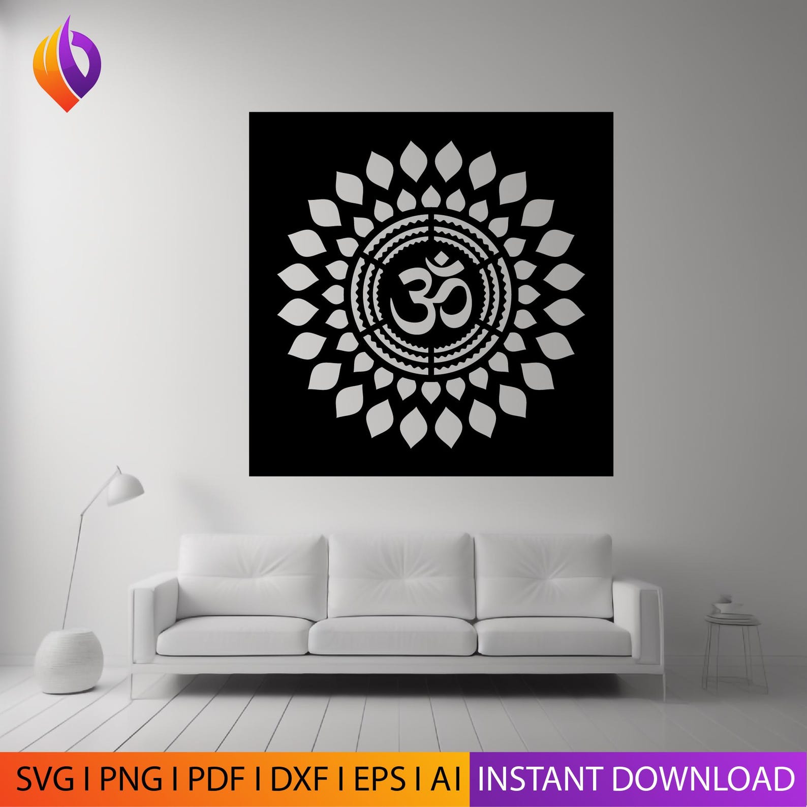 Om Cnc Laser Cut DXF Bundle, Aum for Glowforge and CNC, Aum Wall Decor ...