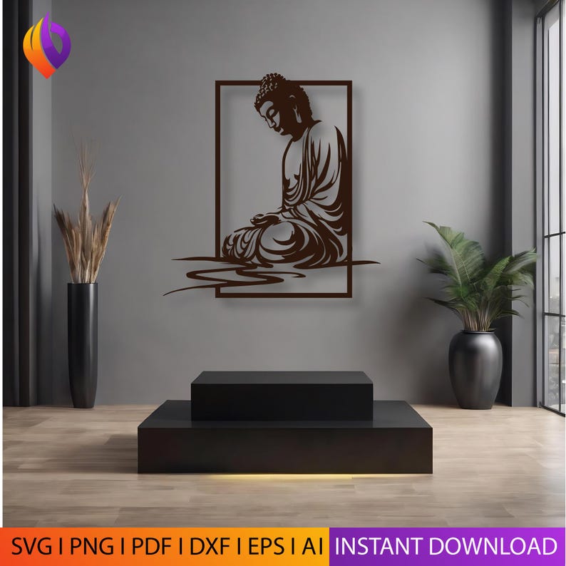 Buddha Wall Decor SVG DXF: Meditation Laser Cut File (digital Download ...