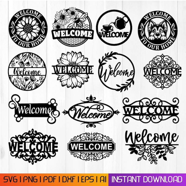 Farmhouse Welcome Sign SVG Bundle | Door Sign Board DXF for CNC Cut - Etsy