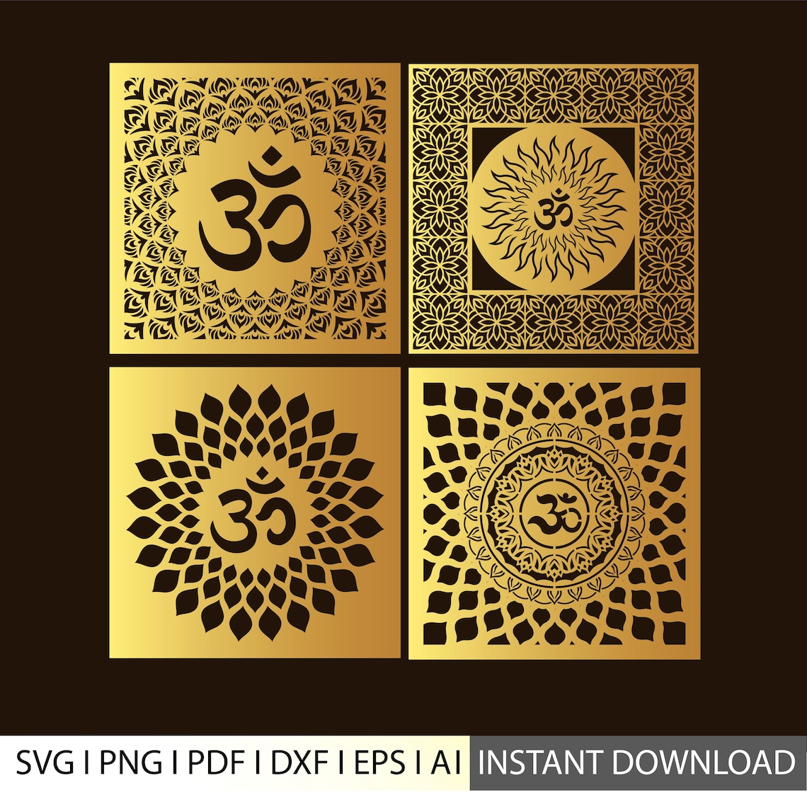 Om Aum Spiritual Wall Art DXF Bundle | Laser Cut, CNC, Glowforge ...