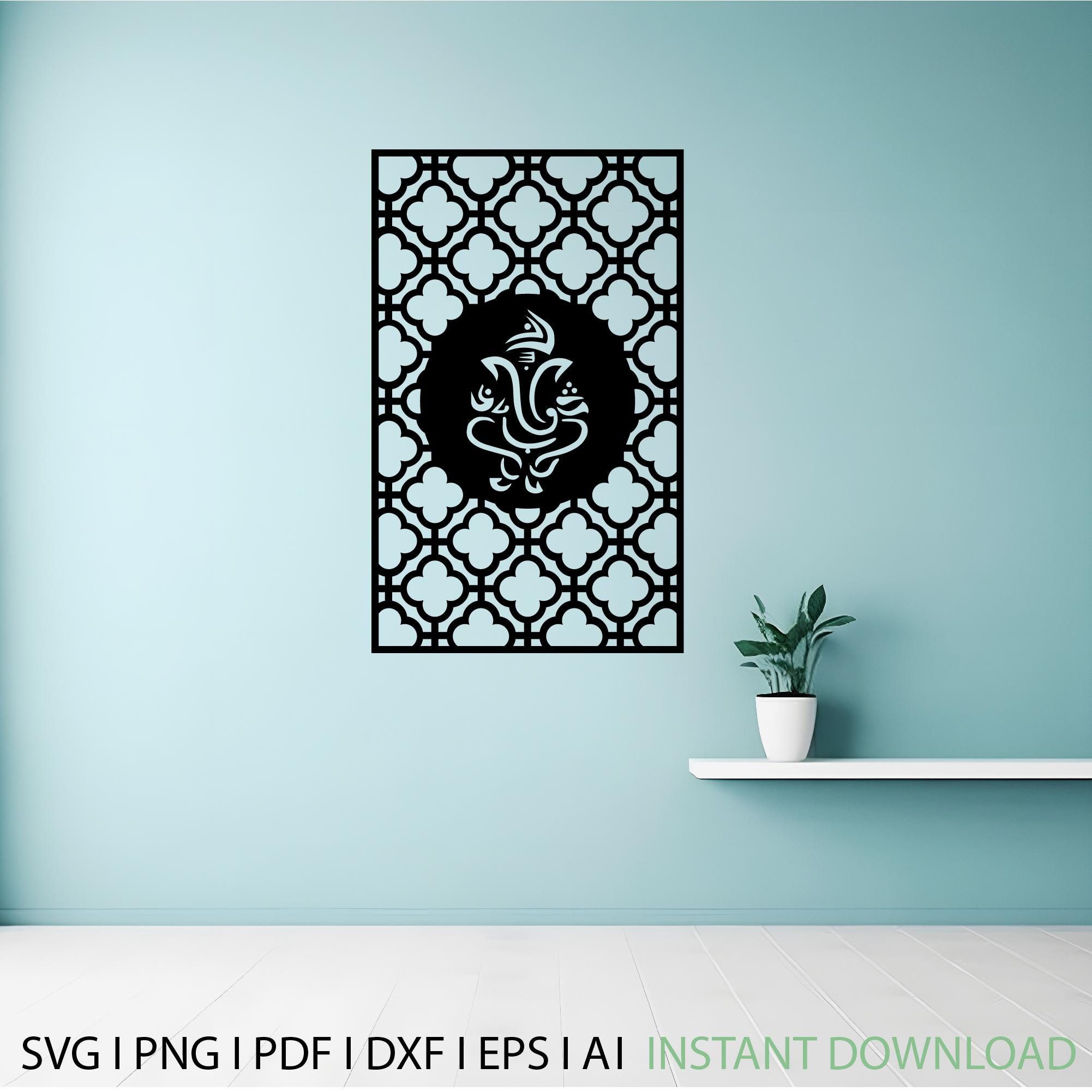 Ganesha Wall Decor Svg Dxf Bundle: Laser Cut Hindu God Jali Design ...
