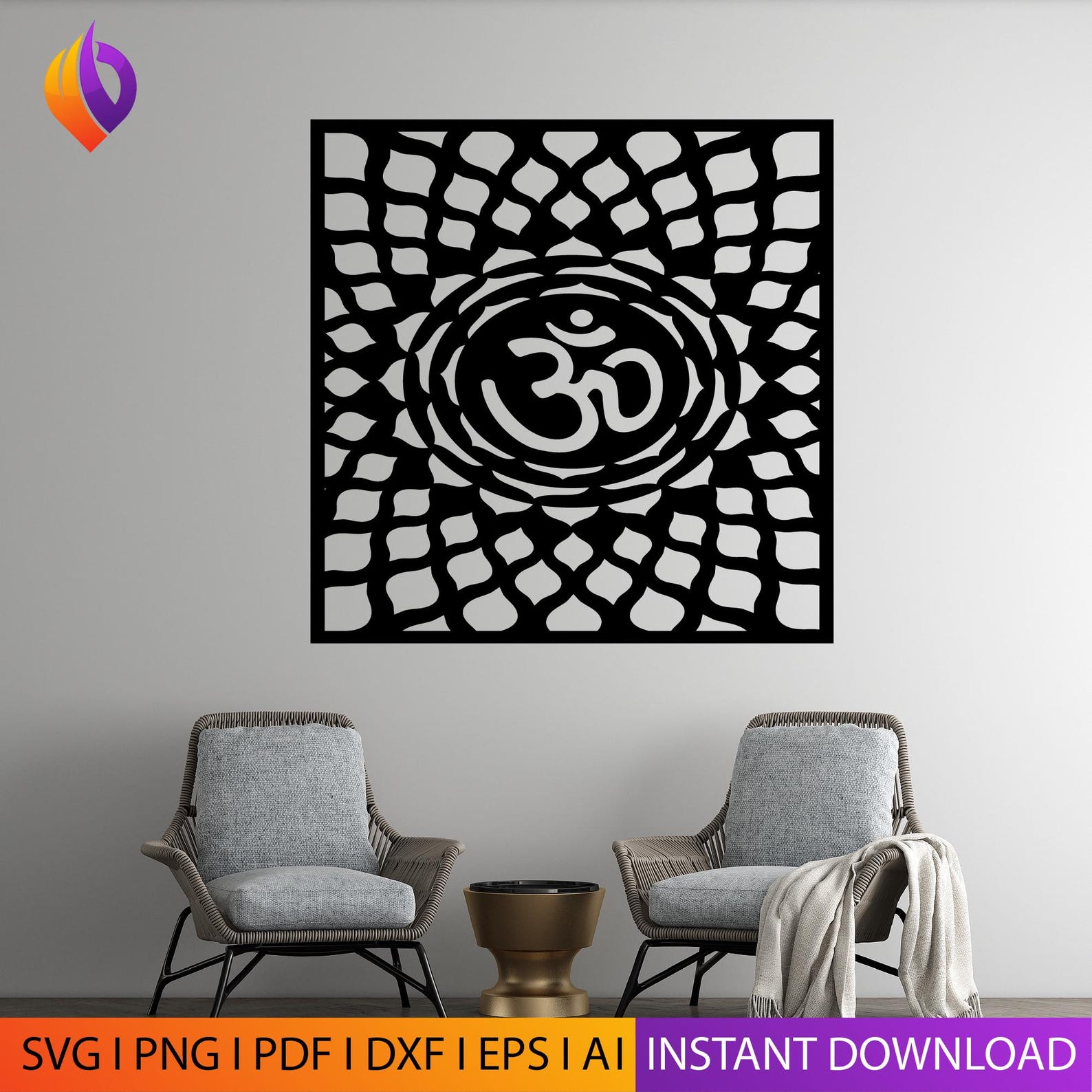 Om Cnc Laser Cut DXF Bundle, Aum for Glowforge and CNC, Aum Wall Decor ...