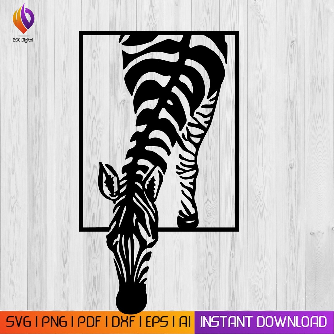 Zebra Head Grazing Wall Art Dxf, Svg, Eps,ai and Pdf Files for Laser Cutting. Plasma Art Dxf ...