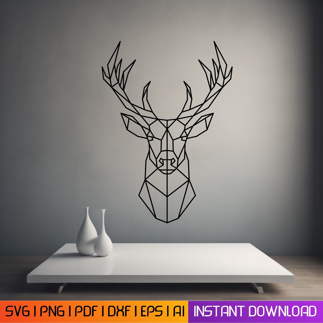 Polygon Deer Head Wall Art Set of 02 Svg, PNG, Plasma Cut File,wall Art ...