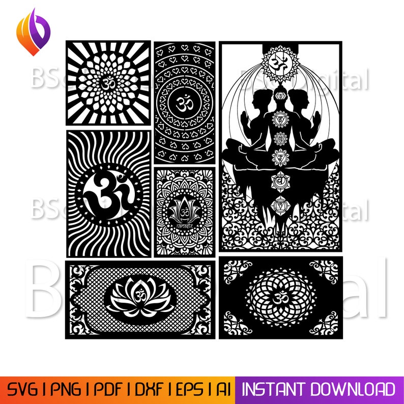 Aum Wallart Laser-cut DXF File for Glowforge and CNC Machines Yoga Wall ...