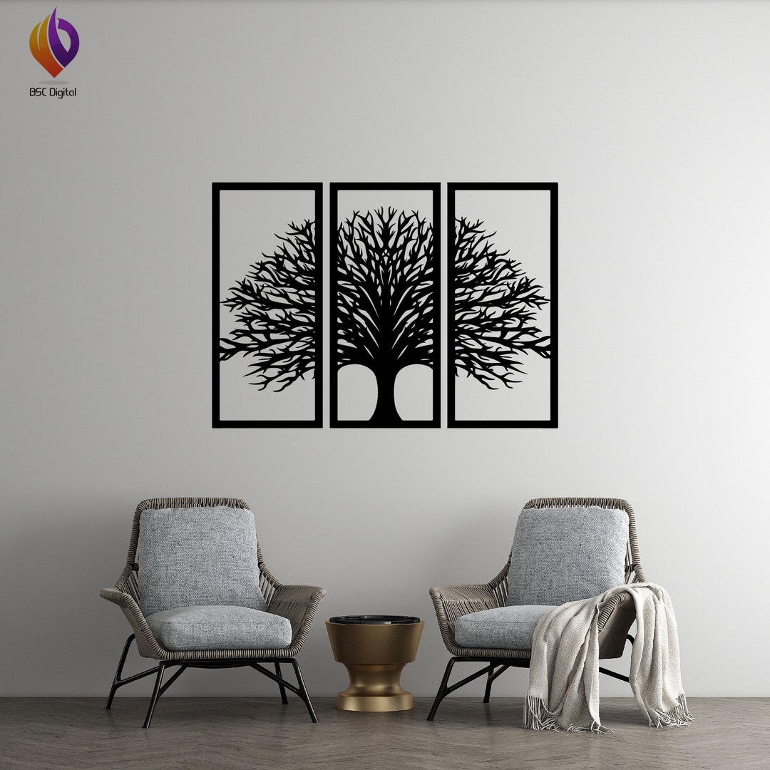 Tree Panel Wall Art, 3-piece Set, Laser Cut Files (digital Download) - Etsy