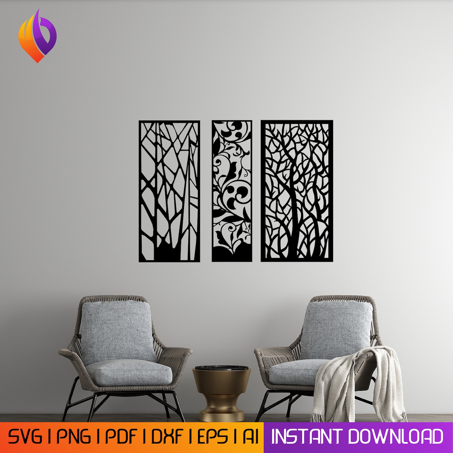31 Leaf and Branches Panel Wall Art DXF Bundle – Digital Laser Cut ...
