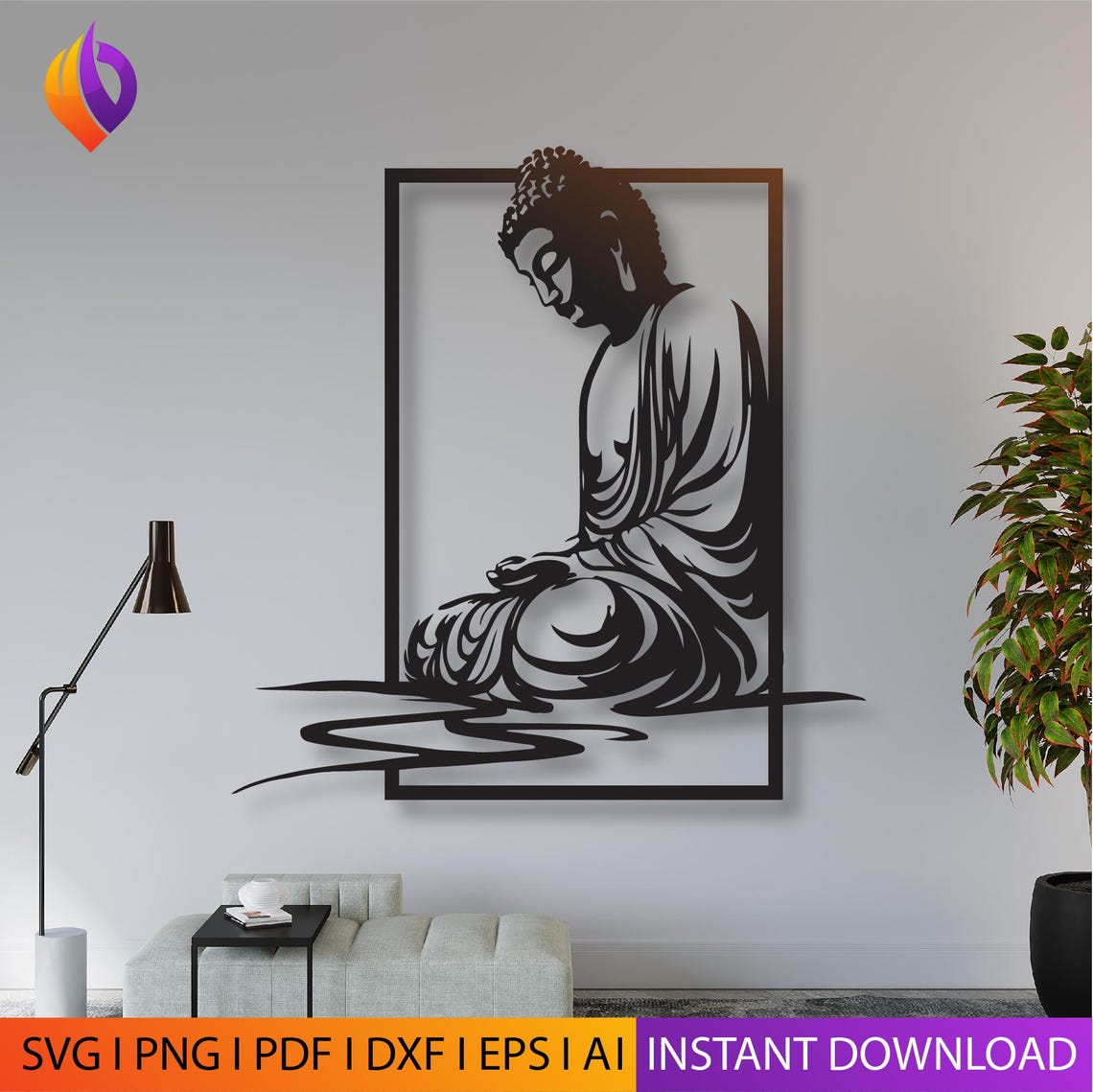 Buddha Wall Decor SVG DXF: Meditation Laser Cut File (digital Download ...