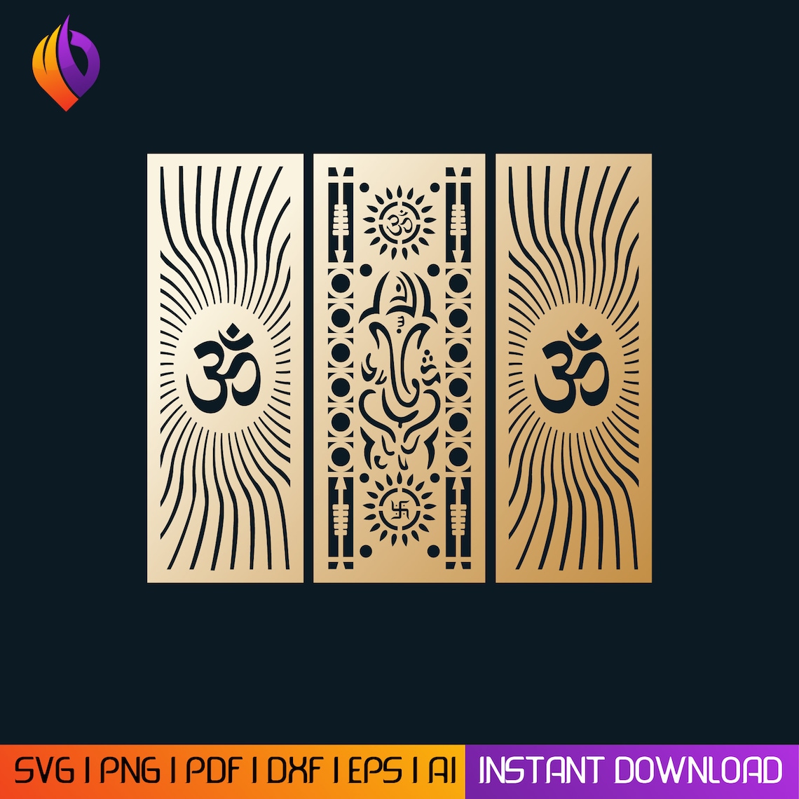 Om Wall Panel Jali CNC Cut Files: Aum Mandala, Laser, Glowforge ...