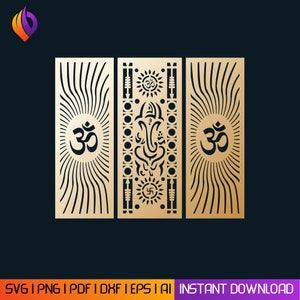 Om Wall Panel Jali CNC Cut Files Bundle: Aum Mandala, Laser, Glowforge ...