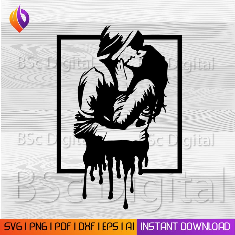 Romantic Couple's Kiss Wall Art - Svg, Dxf, EPS, AI, and PDF Files ...