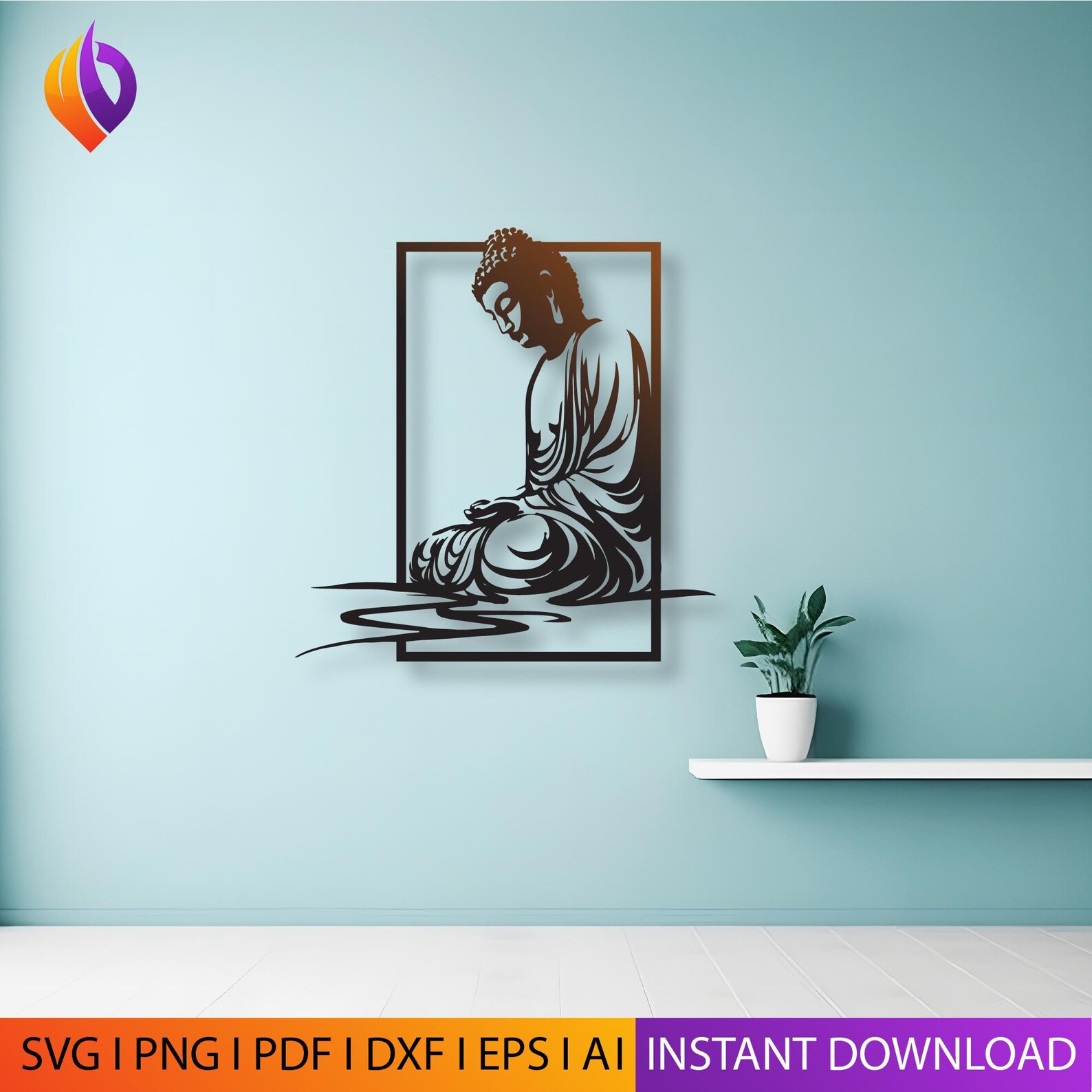 Buddha Wall Decor SVG DXF: Meditation Laser Cut File (digital Download ...