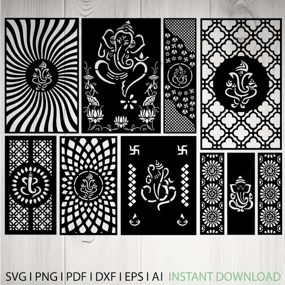 Decoración de pared Ganesha SVG/DXF: Diseño Jali del dios hindú cortado ...