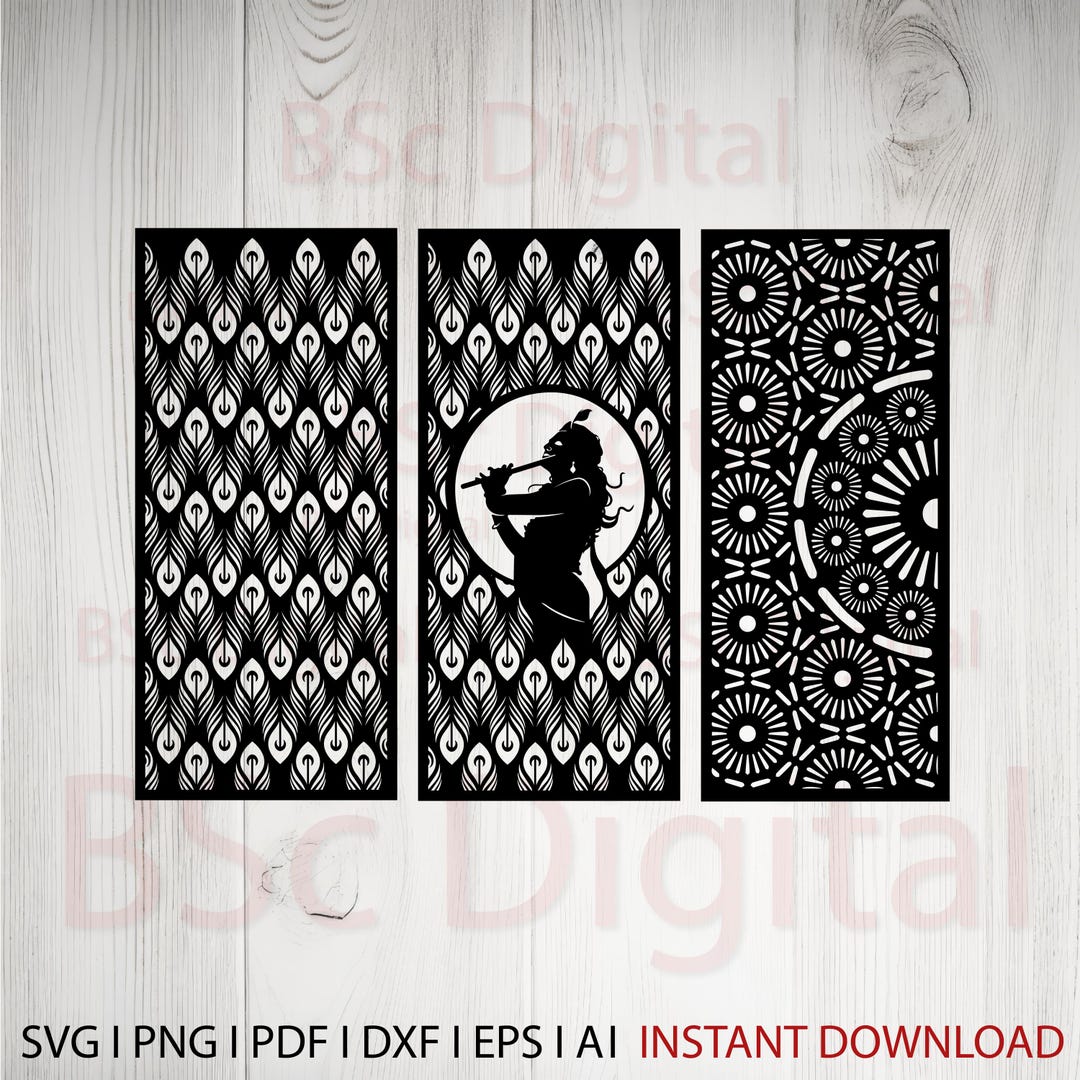 Lord Krishna Flute Silhouette SVG | Jali Design Wall Art (digital ...
