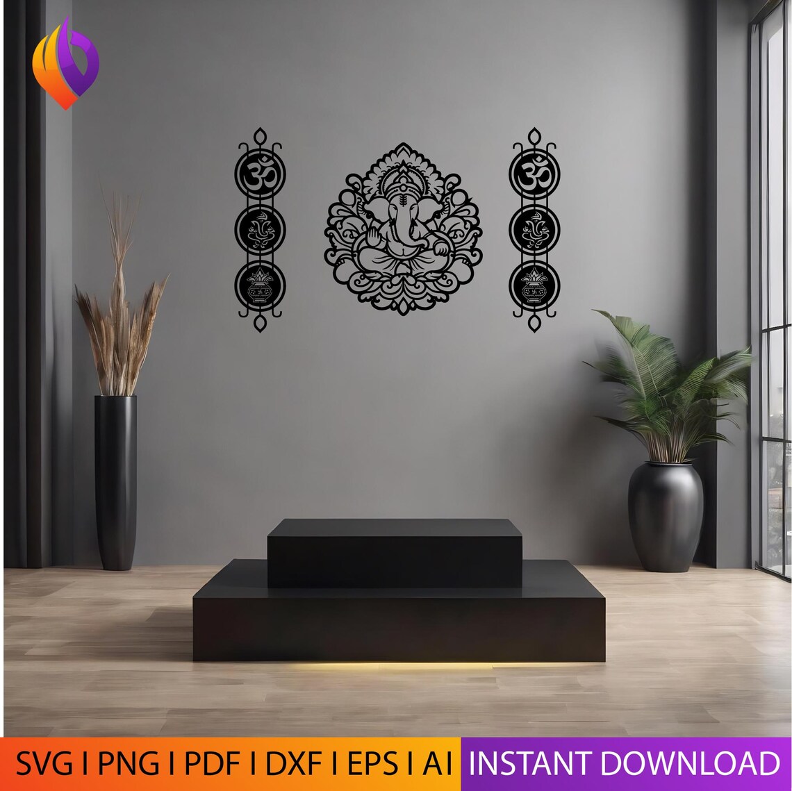 Om Ganesha Wall Decor: Laser Cut Hindu God Design (digital Files) - Etsy