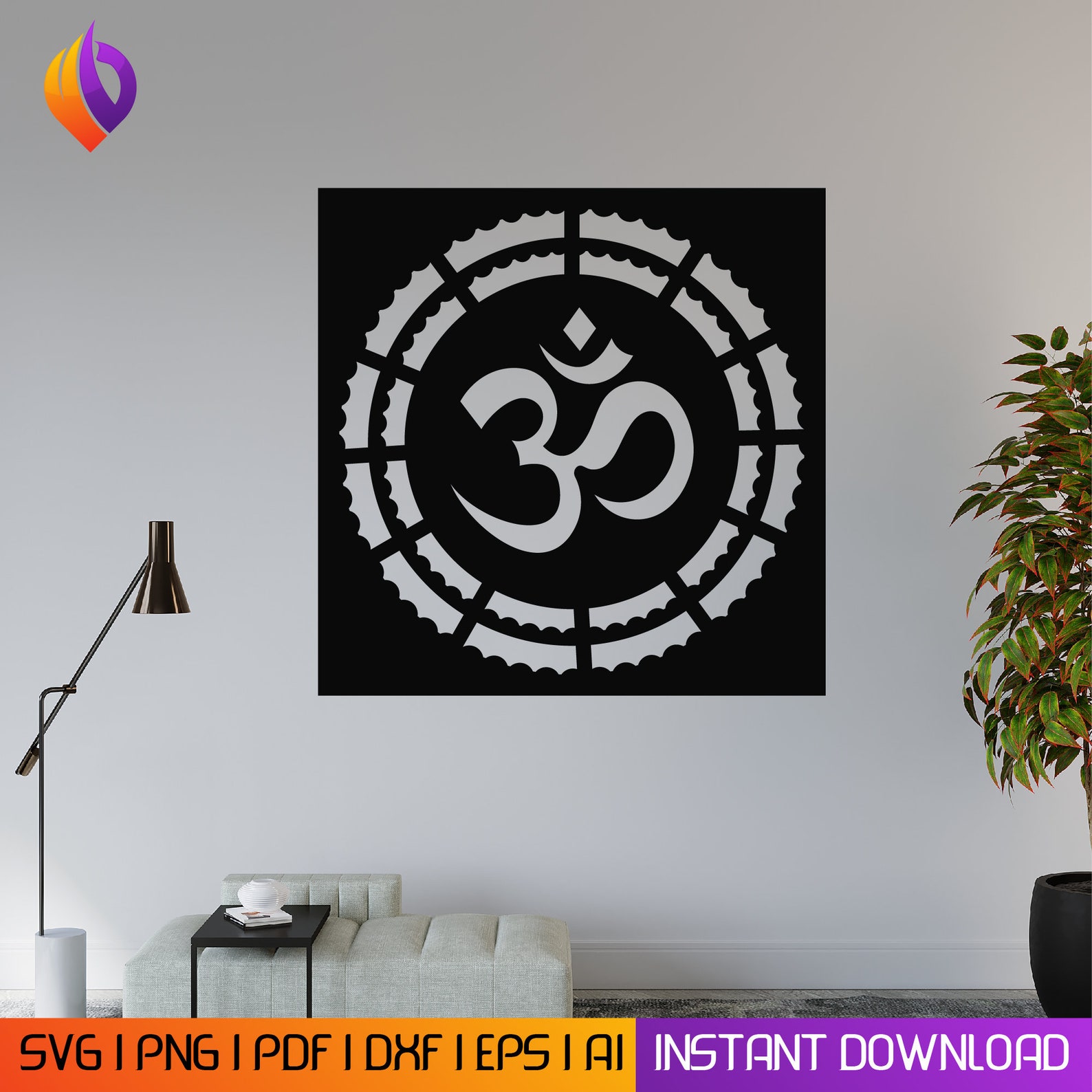 Om Wall Decor Laser-cut DXF File for Glowforge and CNC Machines - Aum ...