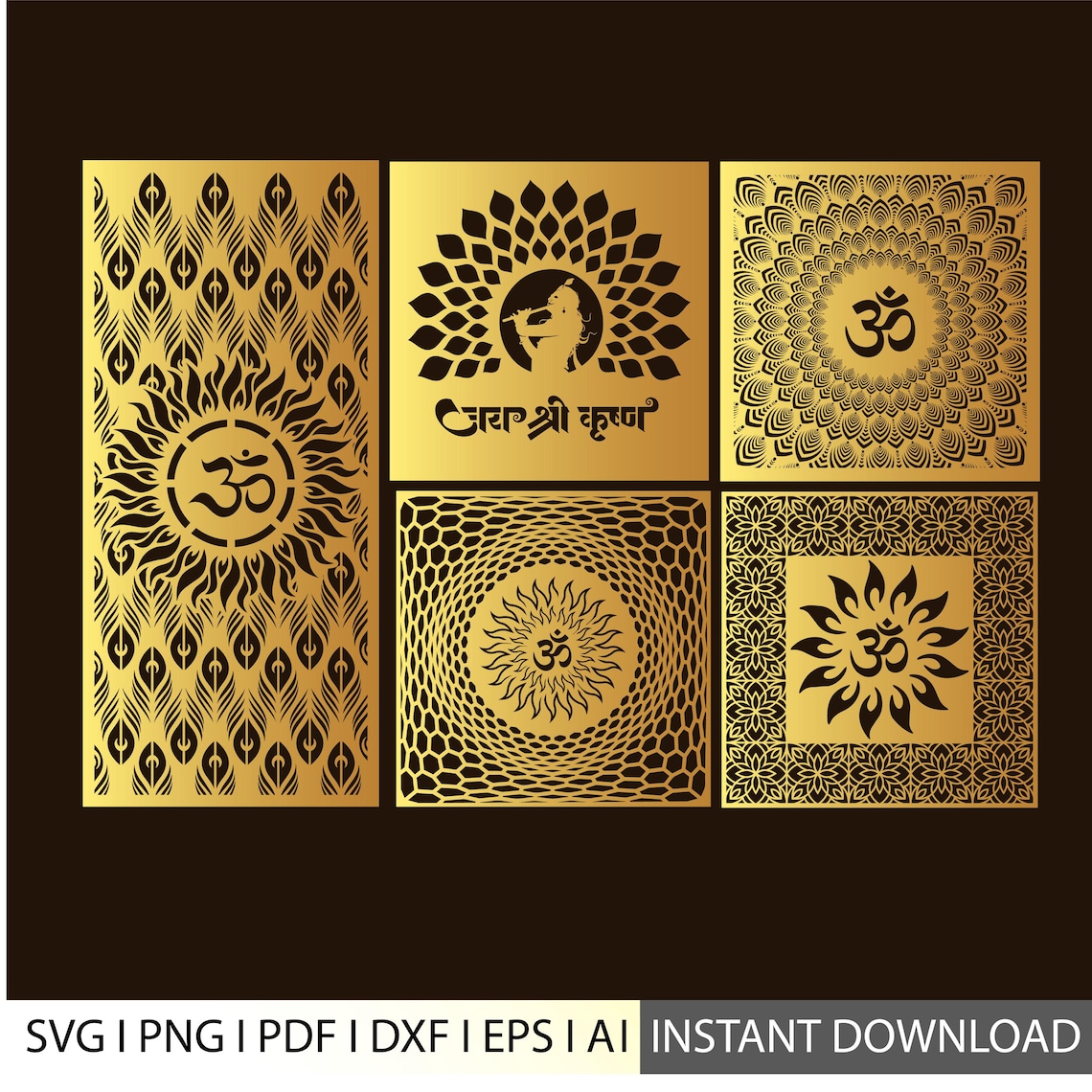 Om Aum Spiritual Wall Art DXF Bundle | Laser Cut, CNC, Glowforge ...