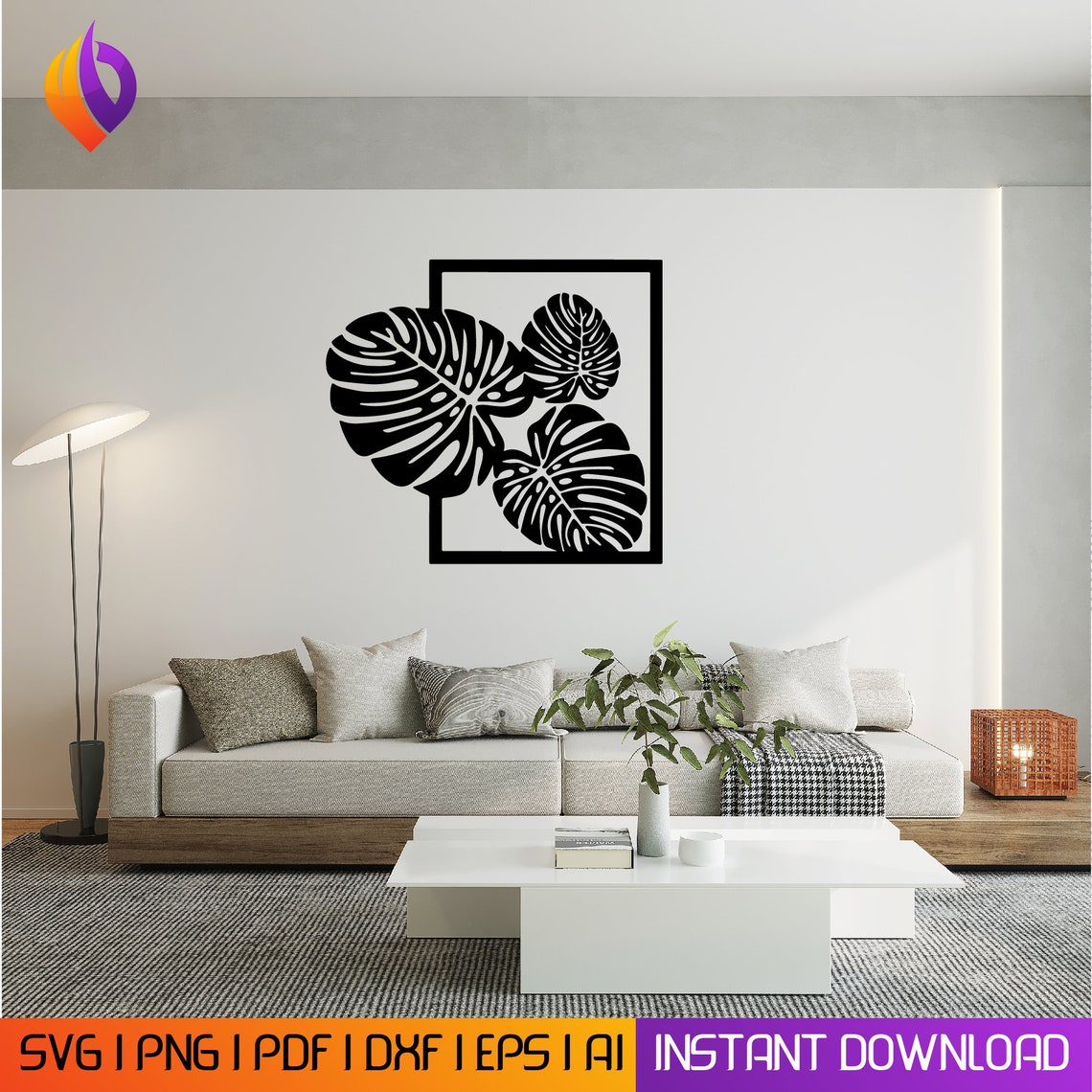Monstera Leaf Panel Wall Art, Laser Cut Files (svg, Dxf, Eps, Ai, Pdf ...