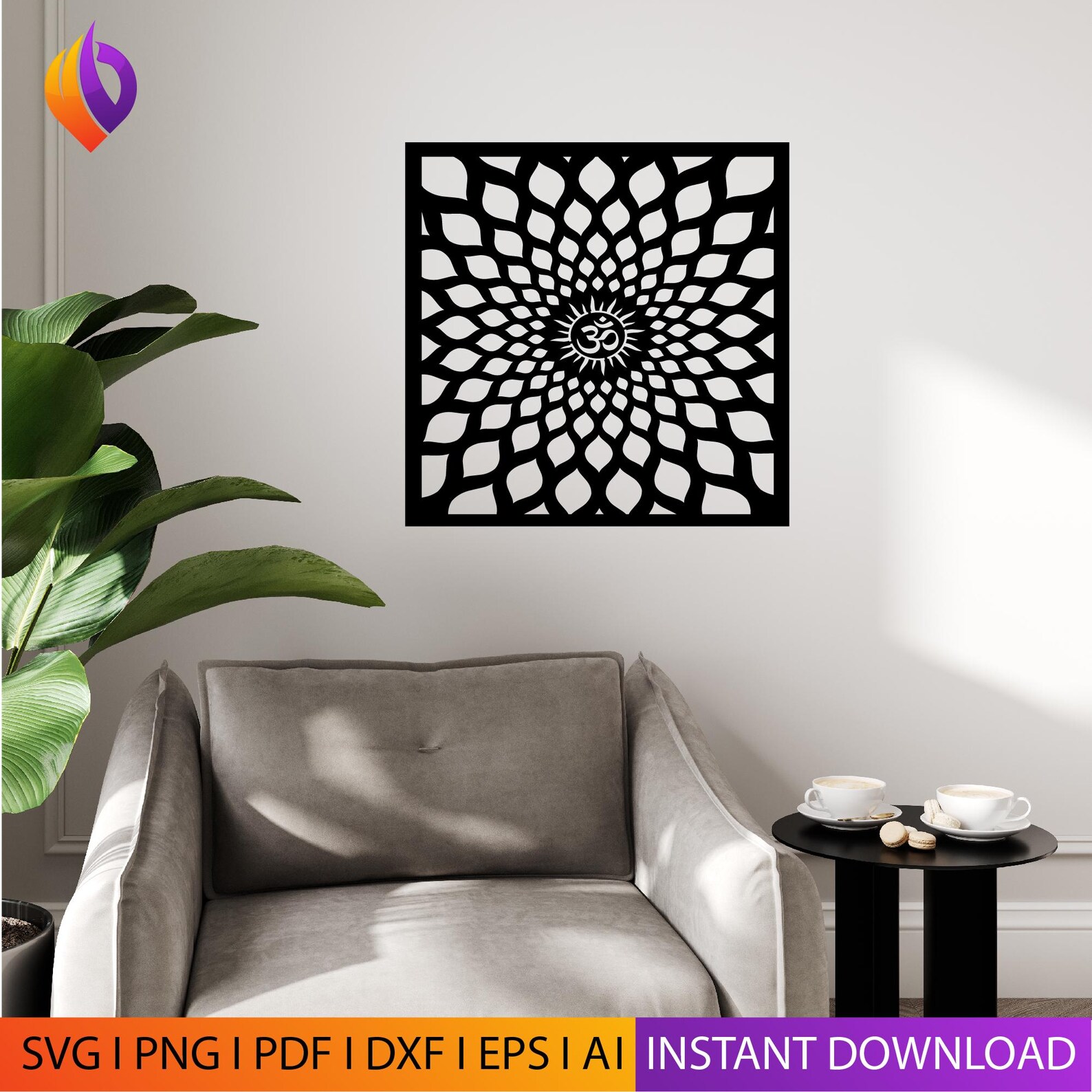 Om Cnc Laser Cut DXF Bundle, Aum for Glowforge and CNC, Aum Wall Decor ...