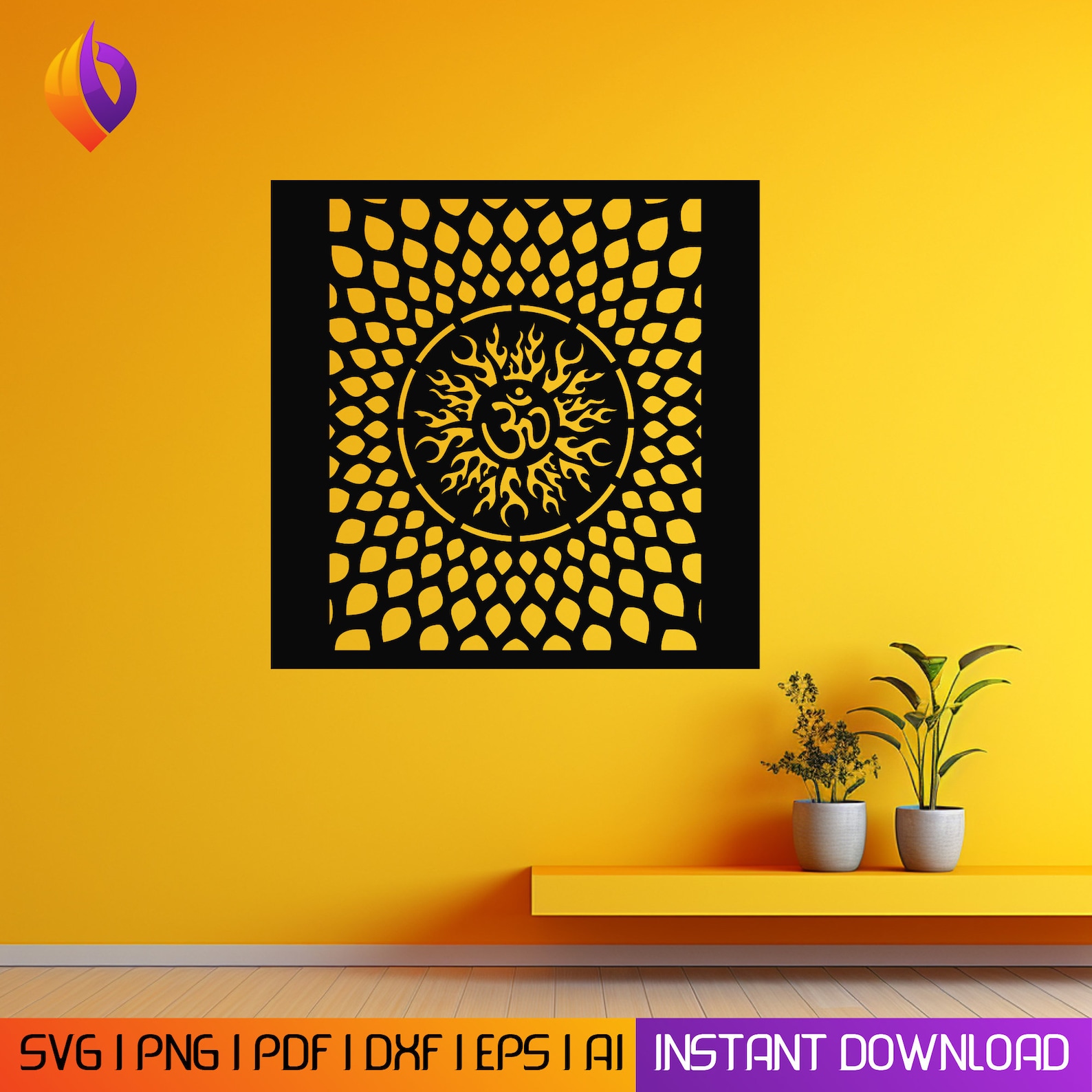 Om Wall Decor Laser-cut DXF File for Glowforge and CNC Machines - Aum ...