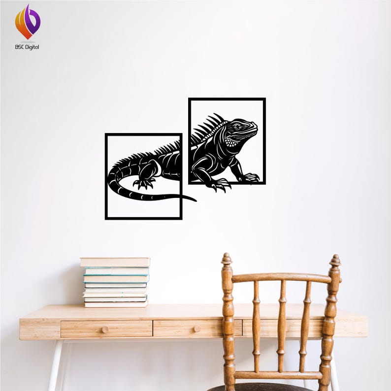 Iguana Wall Art SVG DXF: Laser Cut Files for CNC, Glowforge (digital ...