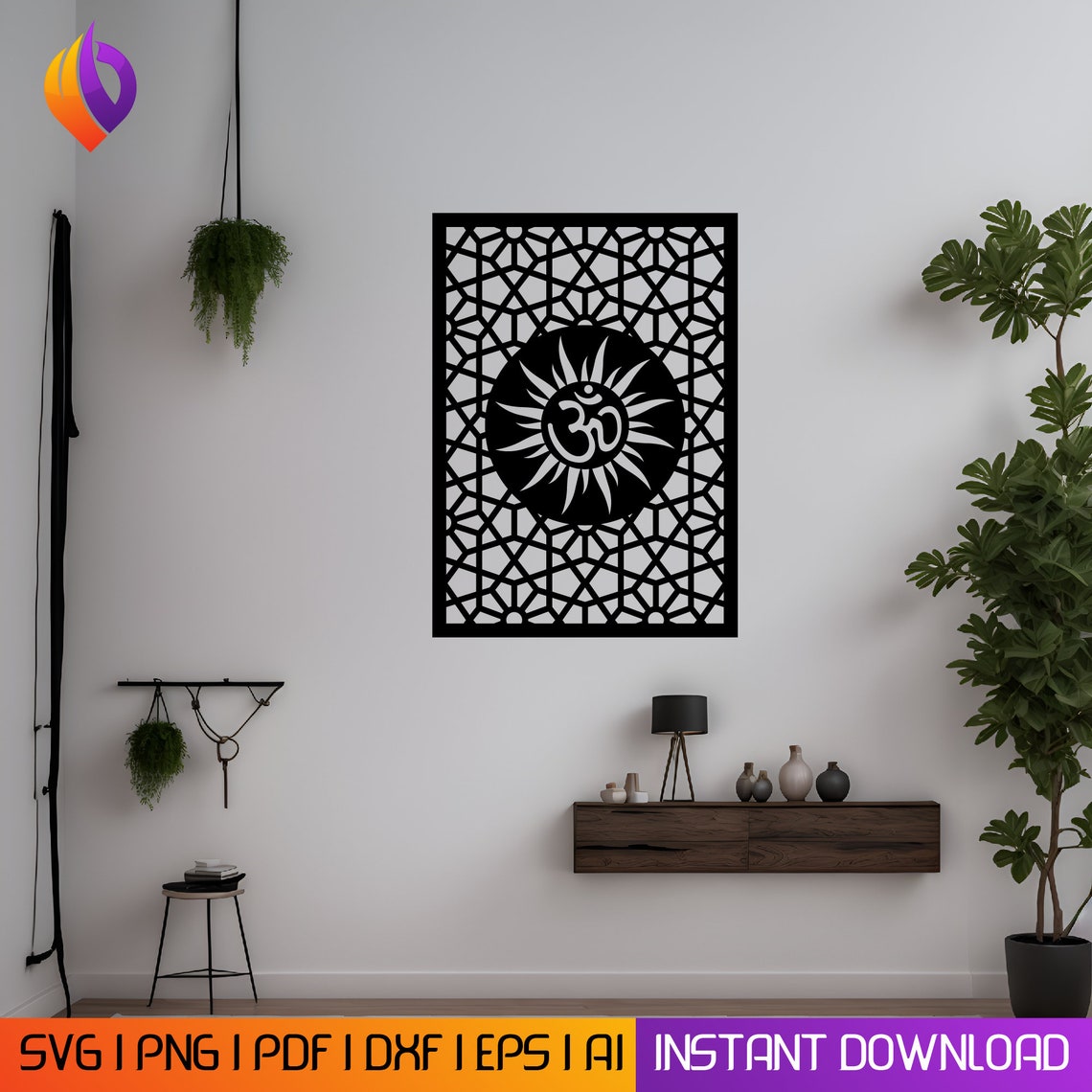 Om Wall Decor Laser-cut DXF File for Glowforge and CNC Machines Aum ...
