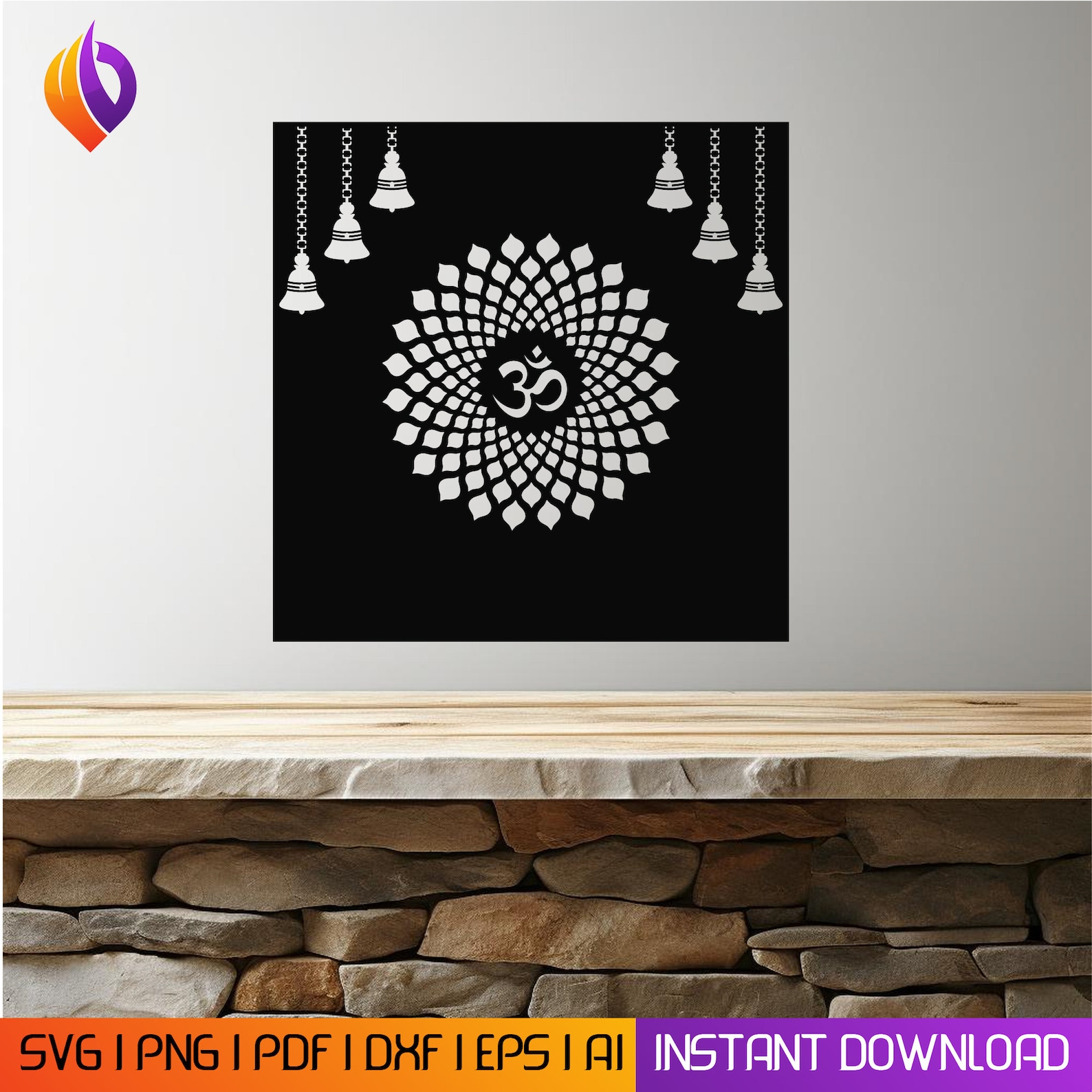 Om Wall Decor Laser-cut DXF File for Glowforge and CNC Machines - Aum Wall Decor, Vinyl Metal ...
