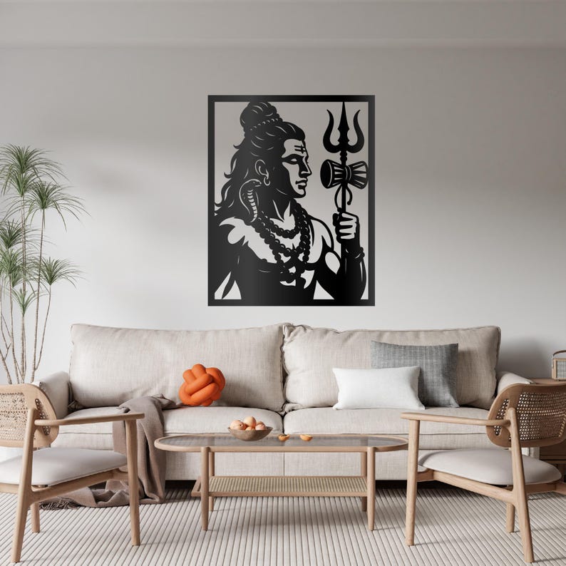 Lord Shiva Trishul Damru Silhouette SVG | Hindu God Wall Art (digital ...