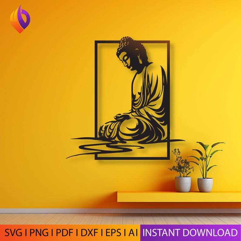Buddha Wall Decor SVG DXF: Meditation Laser Cut File (digital Download ...