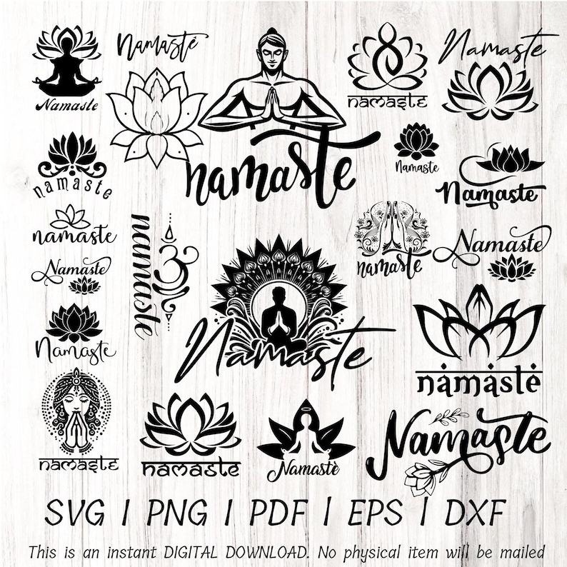 Namaste Lotus Yoga SVG Bundle | Yoga Meditation Cut File (digital ...